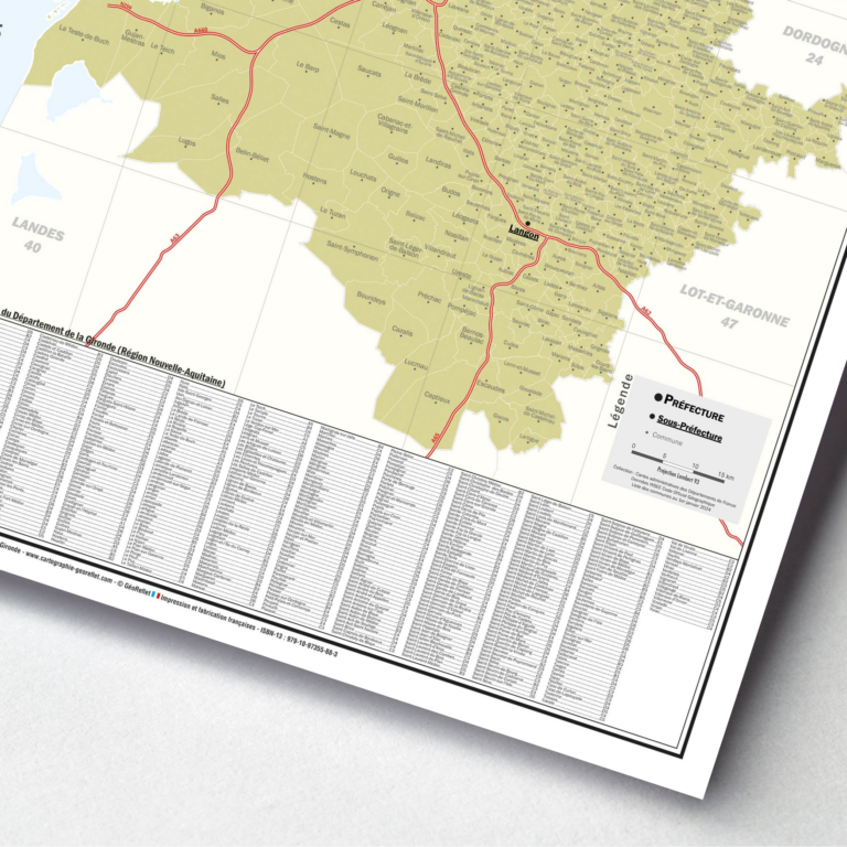 33 - Département de la Gironde - Carte géographique