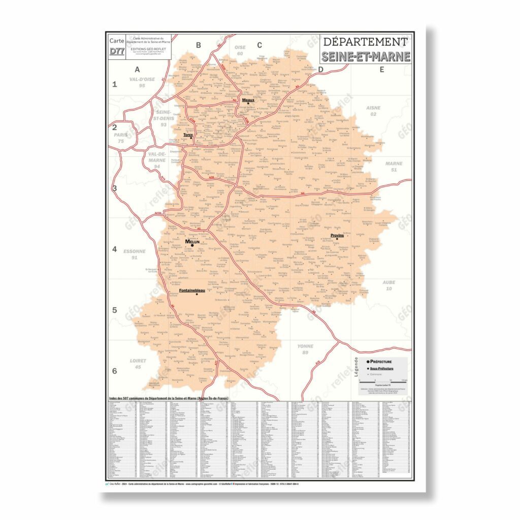 77 - Département de la Seine-et-Marne - Carte géographique