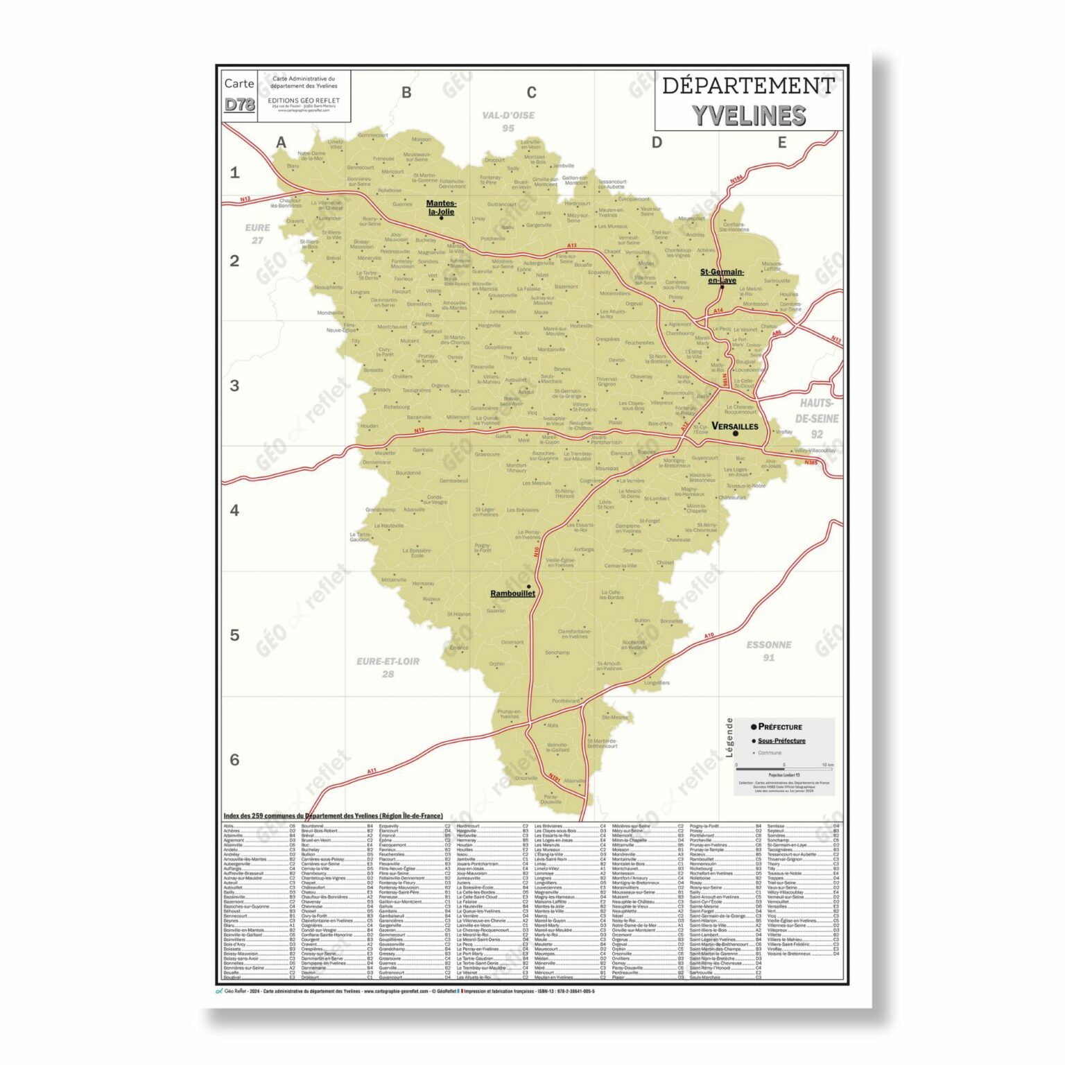 78 - Département des Yvelines - Carte géographique