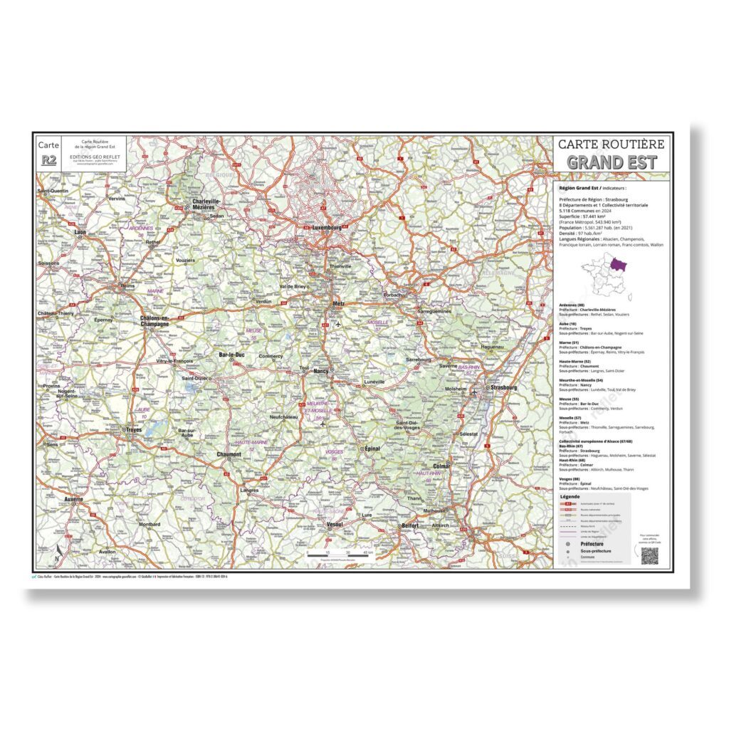 Région Grand Est - Carte géographique - Boutique