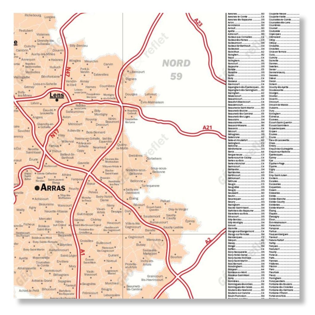 62 - Département du Pas-de-Calais - Carte géographique