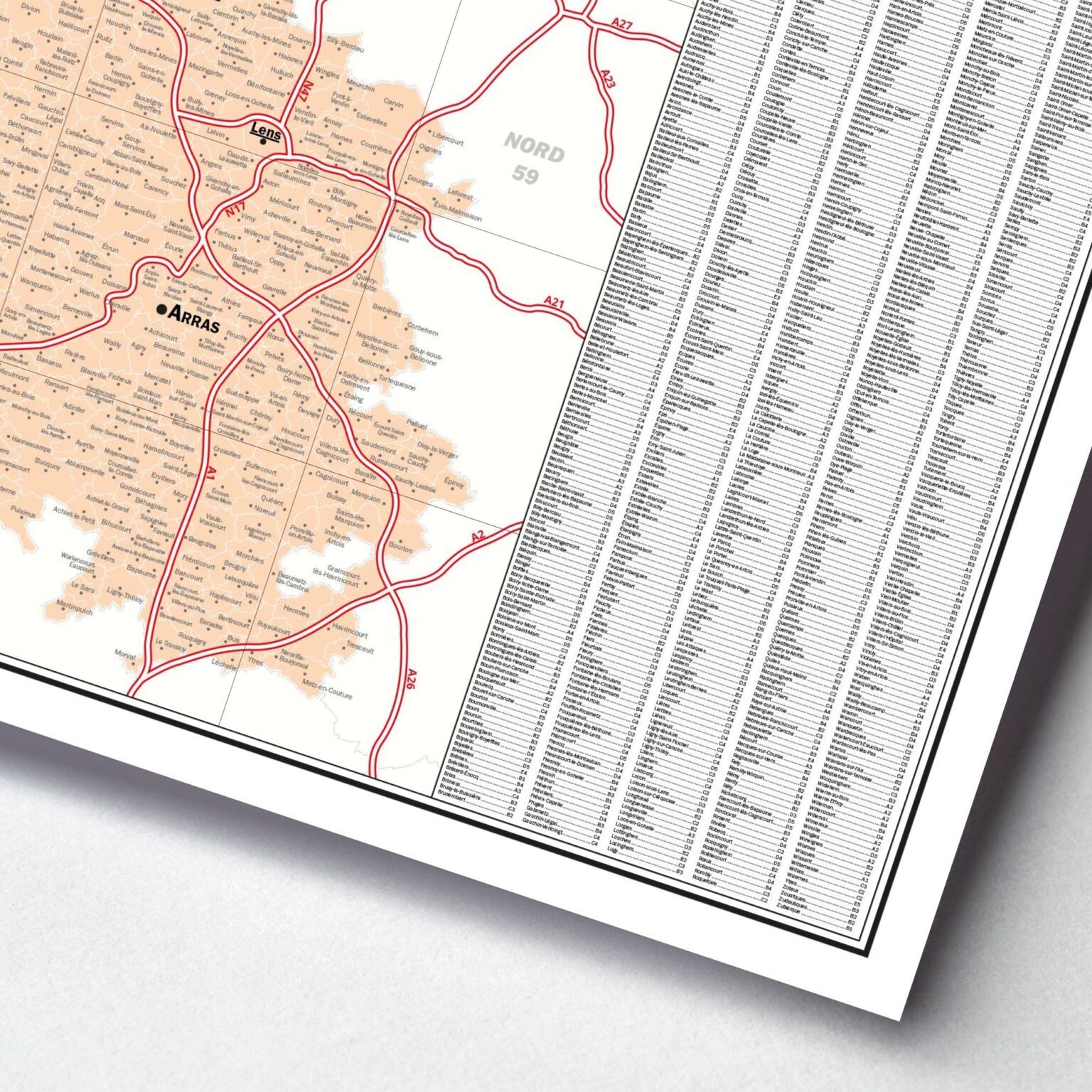 62 - Département du Pas-de-Calais - Carte géographique