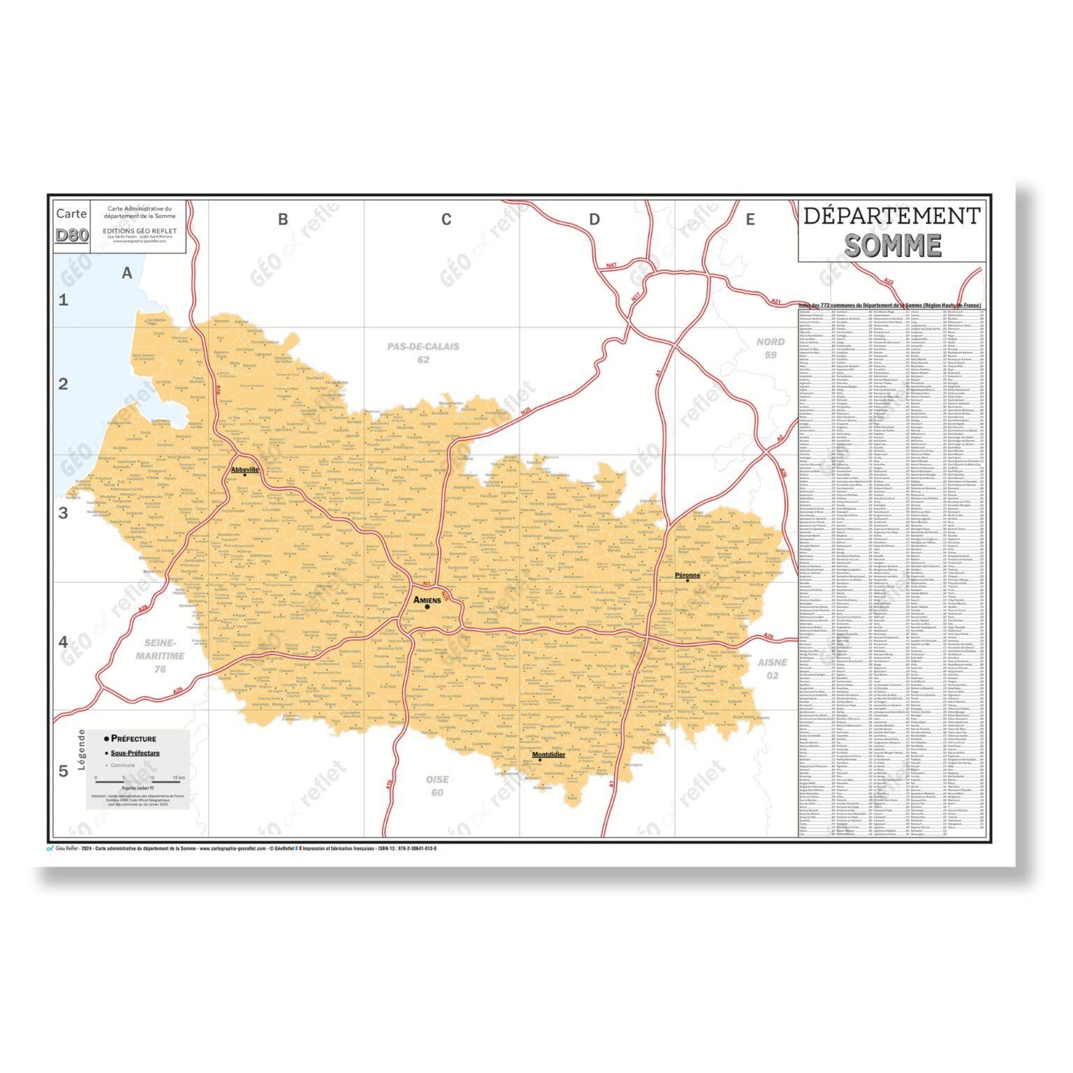 80 - Département de la Somme - Carte géographique